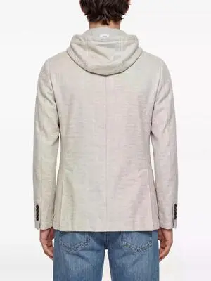 Eleventy Layered-effect Hooded Blazer - Grey