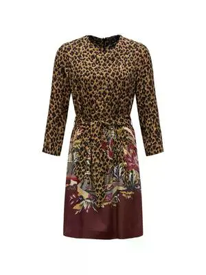 Etro Leopard-print Belted Mini Dress - Brown