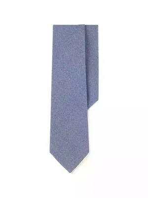 Boggi Milano Tie Armour Pattern Wool Cashmere - Blue