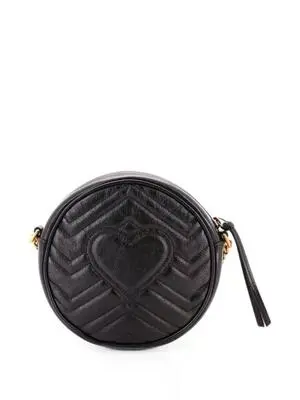 Gucci Gg Marmont Round Shoulder Bag Matelasse Leather Mini Crossbody Bag - Black
