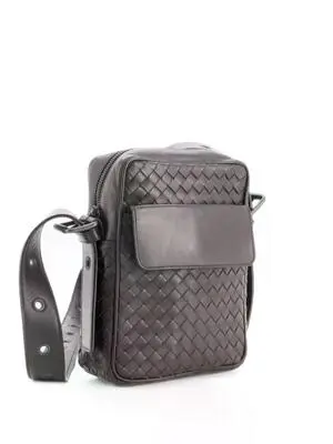 Bottega Veneta Front Pocket Messenger Bag Intrecciato Nappa Mini Crossbody Bag - Brown