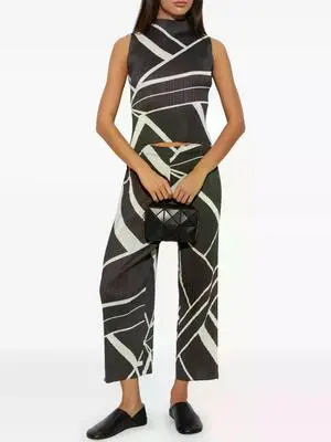 Issey Miyake Fold Line Abstract-print Pleated Trousers - Grey