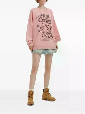 MINI CREAM Graphic-print Intarsia-knit Sweater - Pink