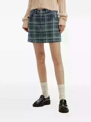 B+AB Check-pattern Denim Mini Skirt
