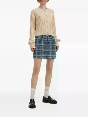 B+AB Check-pattern Denim Mini Skirt