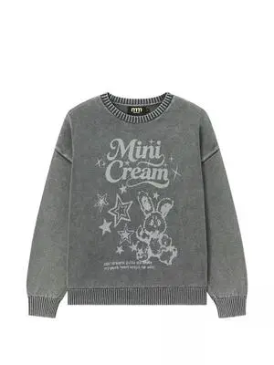 MINI CREAM Graphic-print Intarsia-knit Sweater - Grey