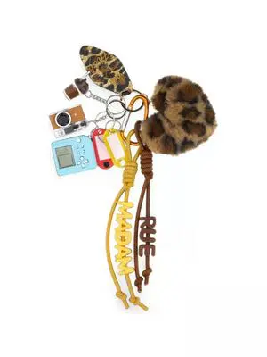 RUE MADAM PARIS Leopard-print Heart-charm Keyring - Brown