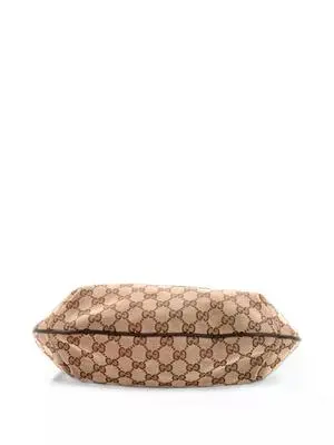 Gucci Saddle Zip Messenger Bag Gg Canvas With Leather Medium Crossbody Bag