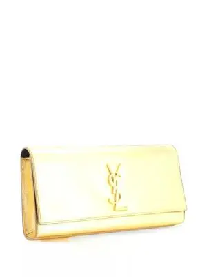 Saint Laurent Classic Monogram Metallic Calfskin Long Clutch Bag
