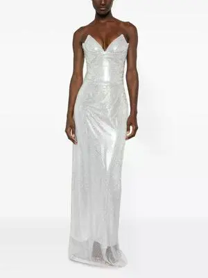 MITILIANE COUTURE Crystal-embellished Mesh Maxi Dress
