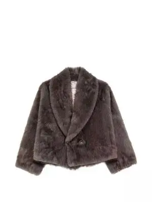 VALENTINI 1972 Faux-fur Double-breasted Coat - Brown