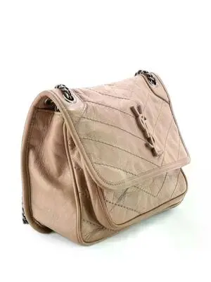 Saint Laurent Niki Chain Flap Bag Matelasse Chevron Leather Baby Shoulder Bag - Neutrals