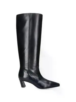 STUART WEITZMAN Stassi 50 Square-toe Leather Boots - Black
