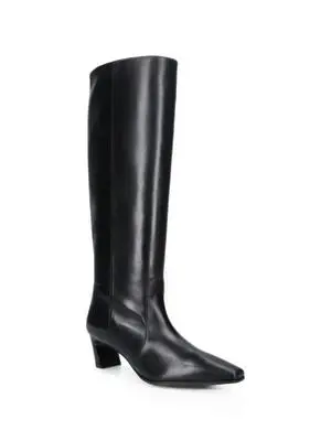 STUART WEITZMAN Stassi 50 Square-toe Leather Boots
