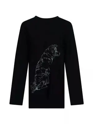Yohji Yamamoto Dog-print Long-sleeve T-shirt - Black