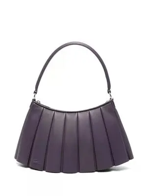 Lacoste Medium Lenglen Pleated Leather Tote Bag - Purple