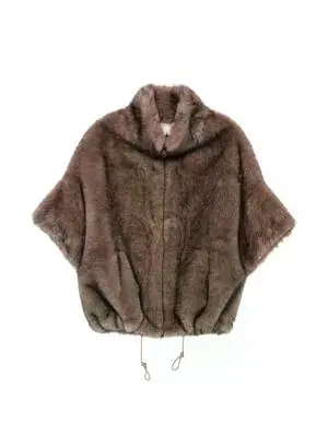 VALENTINI 1972 Faux-fur Short-sleeve Coat