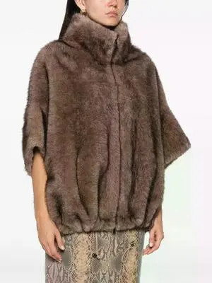 VALENTINI 1972 Faux-fur Short-sleeve Coat