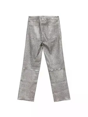 FRAME Le Sleek Metallic Leather Trousers - Silver