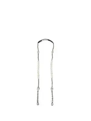 Dolce & Gabbana Dg-logo Pearl-embellished Shoulder Strap - Silver