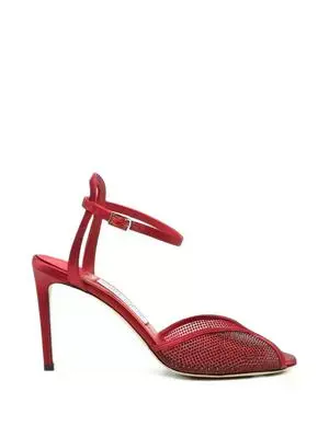 JIMMY CHOO Sacora Crystal-embellished Mesh Sandals - Red