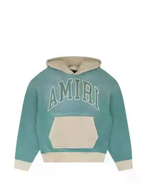 Amiri Logo-embroidered Colour-block Hoodie - Blue