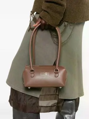 MAISON MARGIELA Mini Bauletto Logo-print Leather Shoulder Bag - Brown