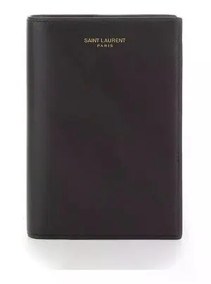 Saint Laurent Logo-print Passport Case - Black