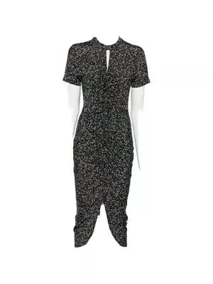 MAR DE MARGARITAS Floral-print Ruched Dress - Black