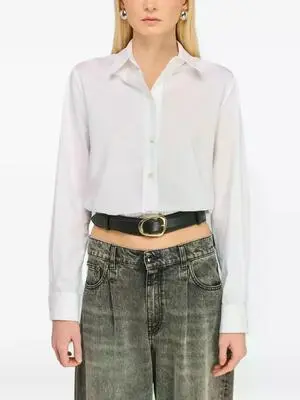SEMICOUTURE Gilberta Cropped Contrast-hem Shirt