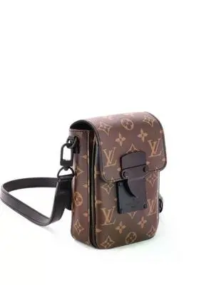 LOUIS VUITTON S Lock Vertical Wearable Wallet Macassar Monogram Canvas Crossbody Bag - Black