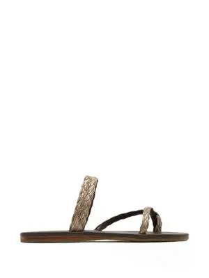 ANCIENT GREEK SANDALS Daphnae Braided Raffia Sandals - Brown