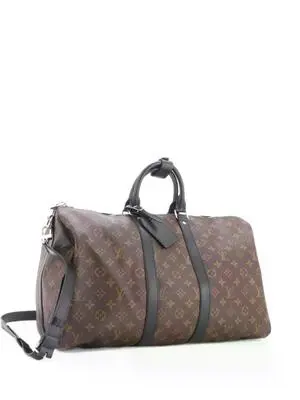 LOUIS VUITTON Keepall Bandouliere Bag Macassar Monogram Canvas 45 Travel Bag - Black