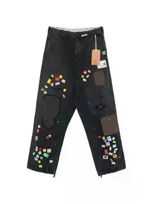 Mihara Yasuhiro Patchwork Ticket-print Jeans - Black