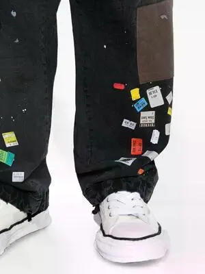 Mihara Yasuhiro Patchwork Ticket-print Jeans - Black