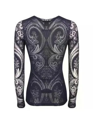 Etro Paisley-print Mesh Long-sleeve T-shirt