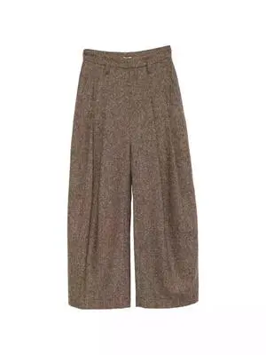 Brunello Cucinelli Pleated Tweed Trousers - Brown