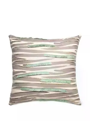 L'OCA NERA Fringe-detail Abstract-pattern Cushion - Neutrals
