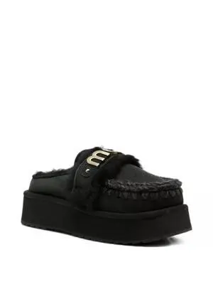Mou Logo-plaque Crochet-trim Slippers