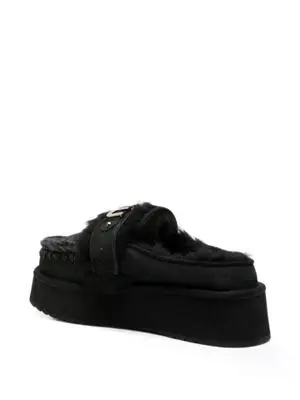 Mou Logo-plaque Crochet-trim Slippers