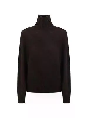 ALLUDE Ribbed-knit Roll-neck Sweater - Brown