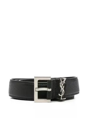 Saint Laurent Cassandre Belt In Smooth Leather - Black