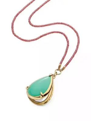 Monica Rich Kosann Chrysoprase And Garnet Locket Necklace - Gold