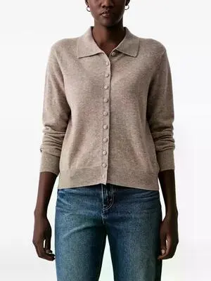 VICOLO Button-up Collared Cardigan - Neutrals