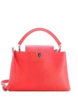 LOUIS VUITTON Capucines Bag Leather Pm Satchel - Red