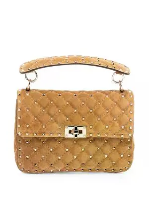 Valentino Garavani Rockstud Spike Medium Suede Bag - Neutrals