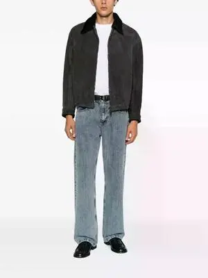 GIORGIO BRATO Shearling-collar Suede Jacket - Grey
