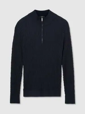 REISS Idol Textured-knit Half-zip Jumper