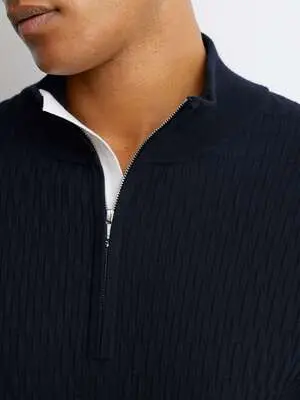 REISS Idol Textured-knit Half-zip Jumper
