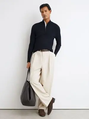 REISS Idol Textured-knit Half-zip Jumper